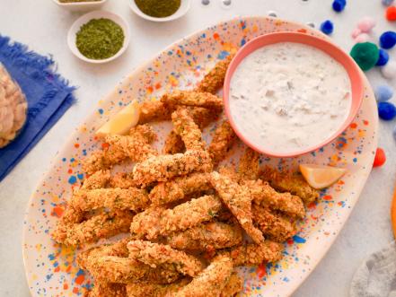 Oyster Cracker Crusted Fish Sticks Recipe | Molly Yeh | Food Network