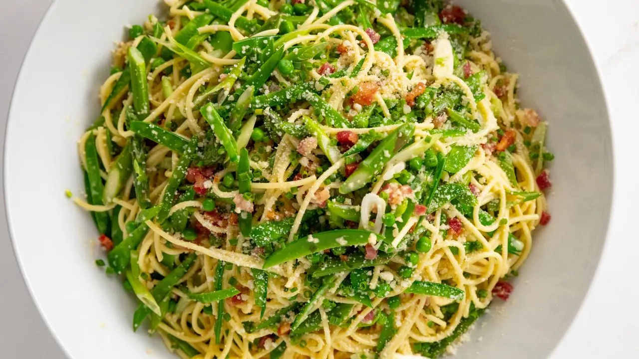 Spring Green Spaghetti Carbonara Recipe | Ina Garten | Food Network
