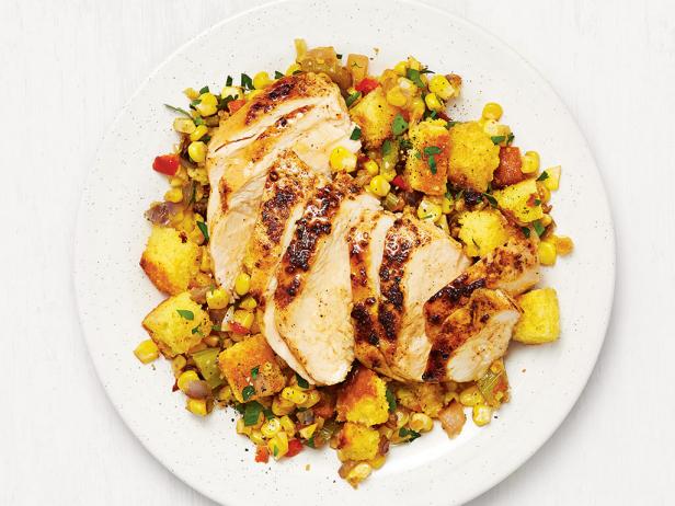 Creole Chicken with Cornbread Stuffing Recipe | Food Network Kitchen ...