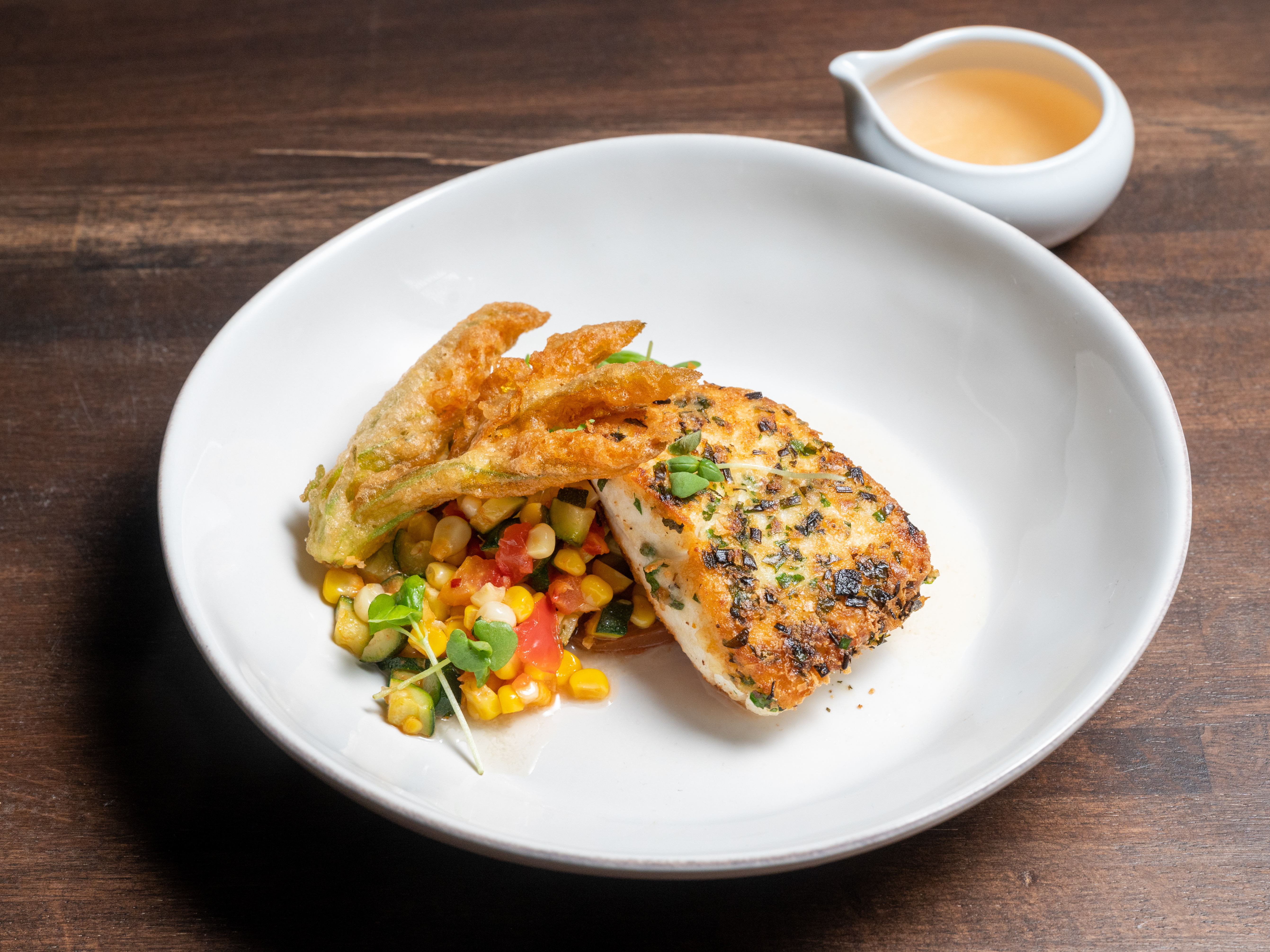 Herb and Potato Crusted Halibut with Cucumber Noodles and Zucchini ...