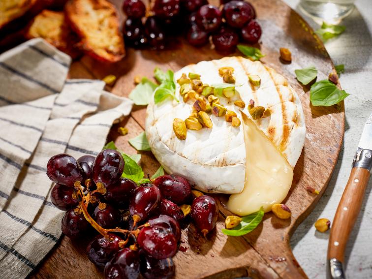 Grilled Brie with Grapes and Pistachios Recipe | Food Network