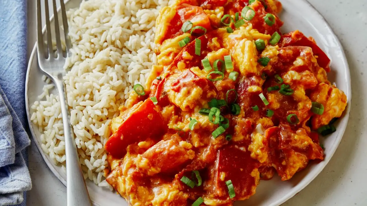 Tomato and Egg with Rice Recipe | Food Network Kitchen | Food Network