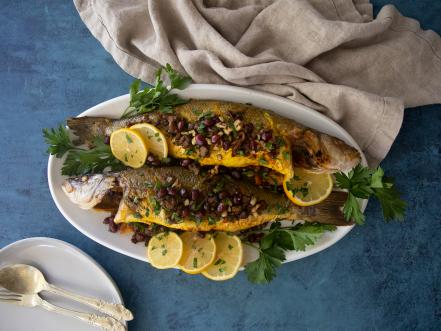 Stuffed Branzino with Walnuts and Pomegranate Recipe | Food Network ...