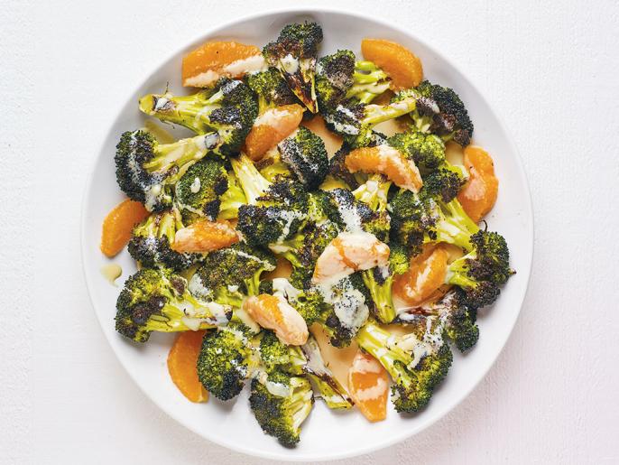 Roasted Broccoli with Creamy Orange Dressing Recipe | Food Network ...