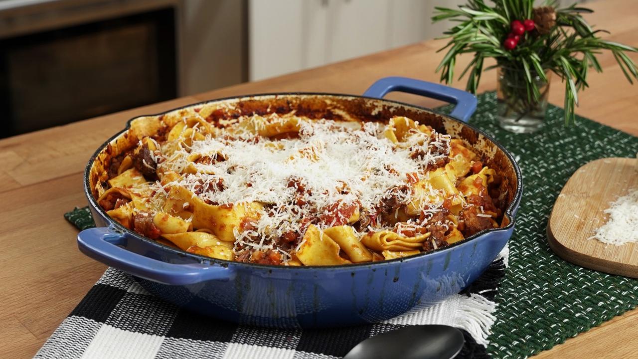 Braised Pork and Beef Ragu with Pappardelle Recipe | Food Network ...