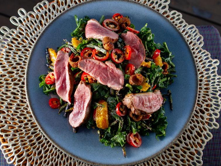 Duck Salad with Grilled Long Beans Recipe | Eric Greenspan | Food Network