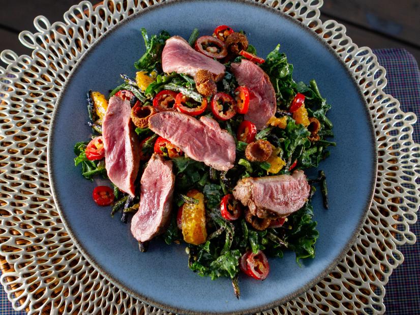 Duck Salad with Grilled Long Beans Recipe | Eric Greenspan | Food Network