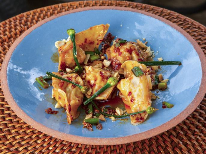 Spicy Shrimp and Pork Szechuan Wontons Recipe | Jet Tila | Food Network