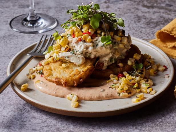 Fried Green Tomatoes with Crab Ravigote and Rémoulade Recipe | Food Network
