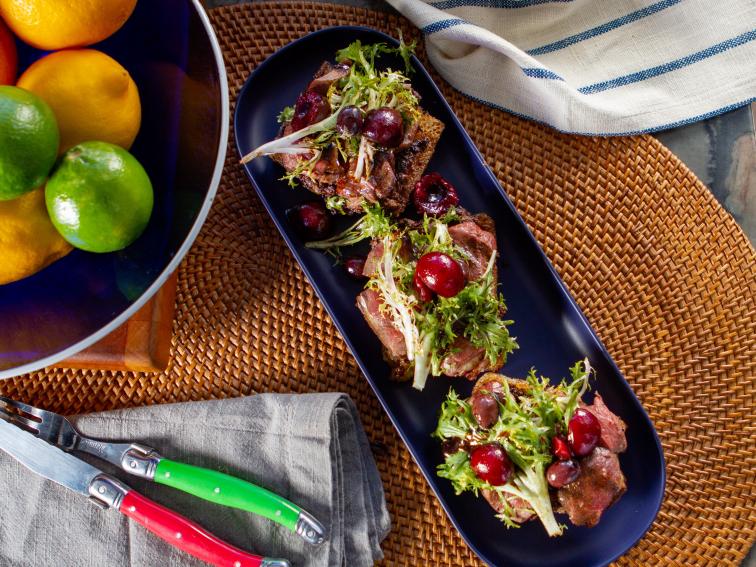 Breast of Squab on Toast with Cherries, Coffee and Olives Recipe | Eric ...