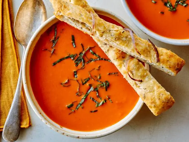 Roasted Tomato Soup with Herbed Flatbread Recipe - Chef's Resource Recipes