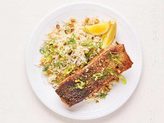 Spiced Salmon with Lemon Rice Recipe | Food Network Kitchen | Food Network