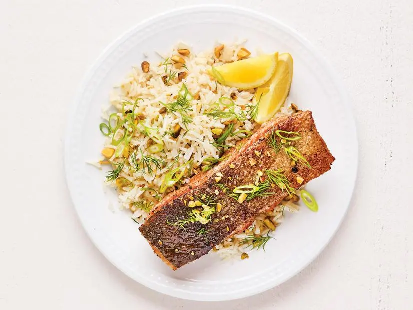 Spiced Salmon with Lemon Rice Recipe | Food Network Kitchen | Food Network