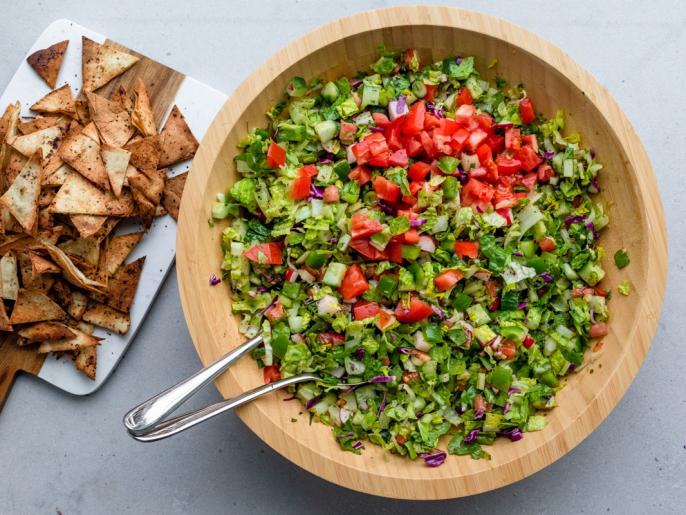 Chopped Fattoush with Pita Chips Recipe | Yumna Jawad | Food Network