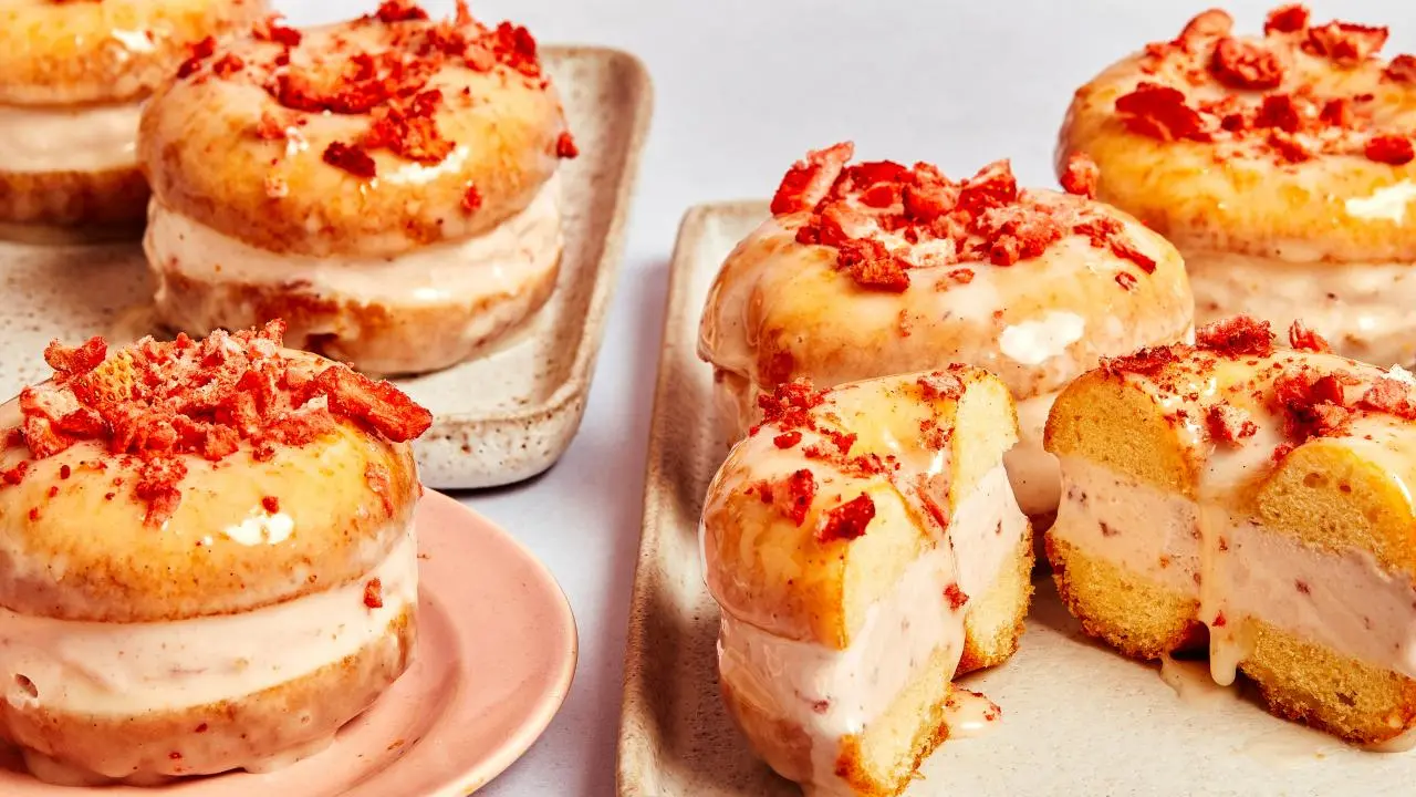 Strawberry Shortcake Doughnut Ice Cream Sandwiches Recipe | Food ...