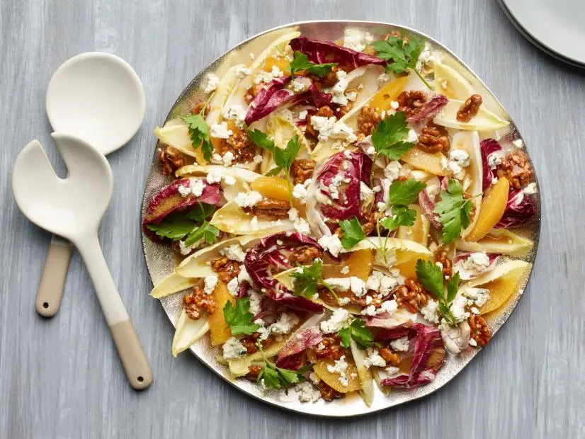Endive Salad with Candied Walnuts, Orange Caramel Dressing and Blue ...
