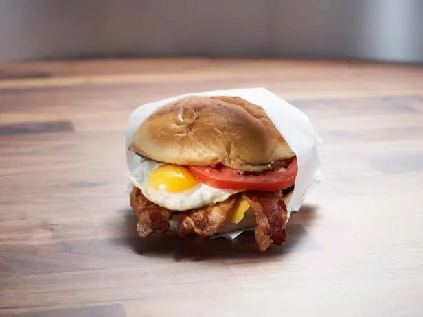 Bacon, Egg and Cheese on a Kaiser Roll with Giardiniera-Honey Butter ...