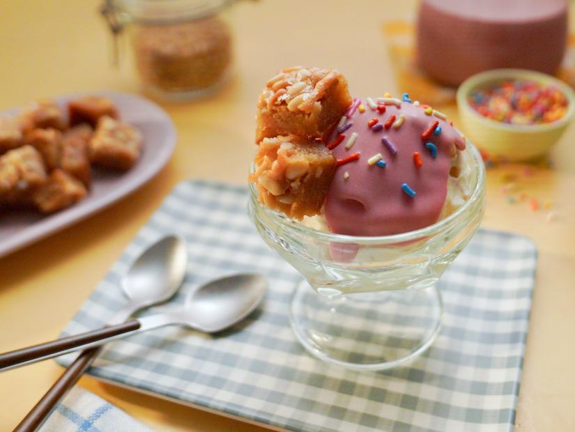 Orange Blossom Blondie Ice Cream with White Chocolate-Raspberry Shell ...