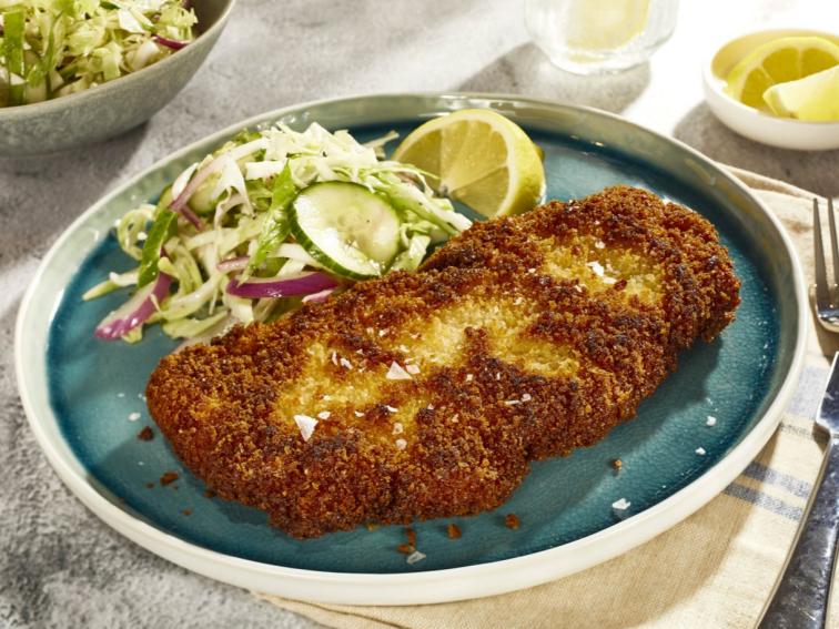 Turkey Schnitzel with Pickled Veg Salad Recipe | Food Network