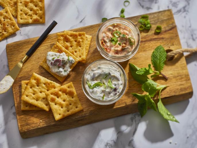 Butter Baked Saltines with "Whatever You’ve Got" Dip Recipe | Food Network