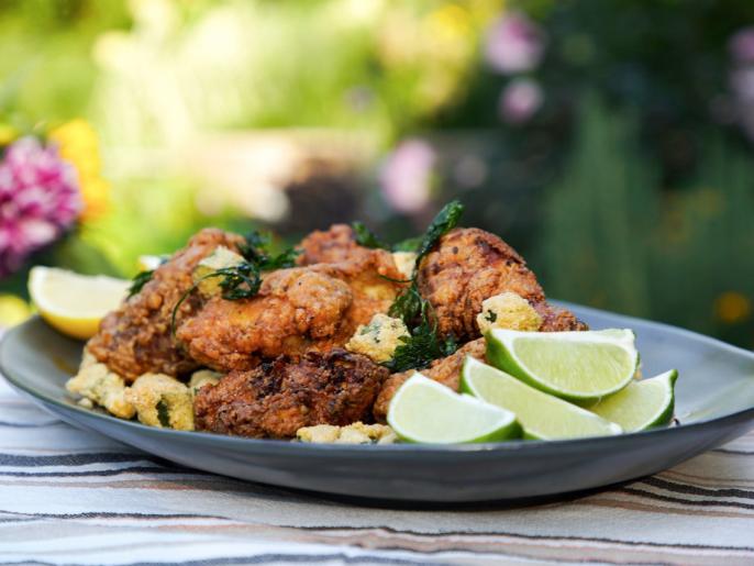 Sherla's Fried Chicken and Okra Recipe | Michael Symon | Food Network