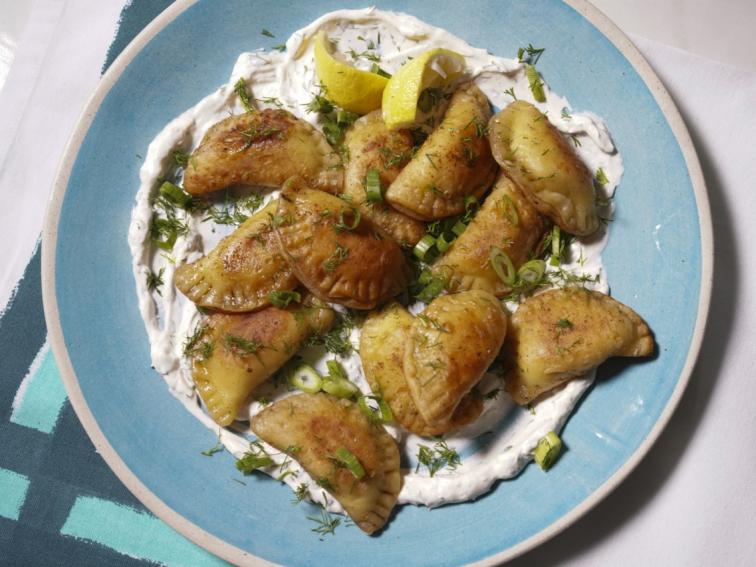 Pierogies with Sour Cream Dip Recipe | Geoffrey Zakarian | Food Network