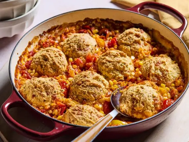 Corn and Tomato Cobbler with Cheddar-Herb Biscuits Recipe | Food ...