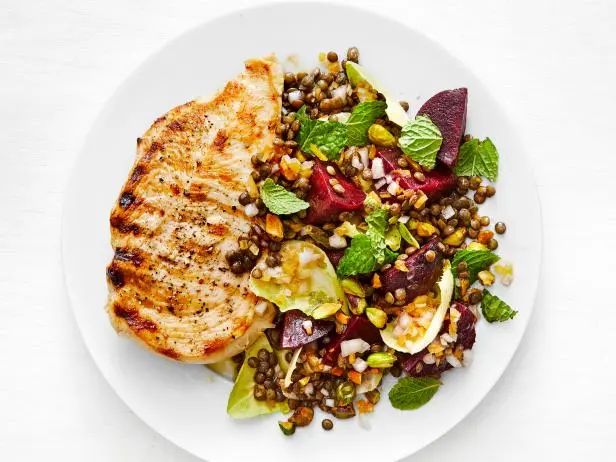 Grilled Chicken Paillard with Lentil-Beet Salad Recipe | Food Network ...