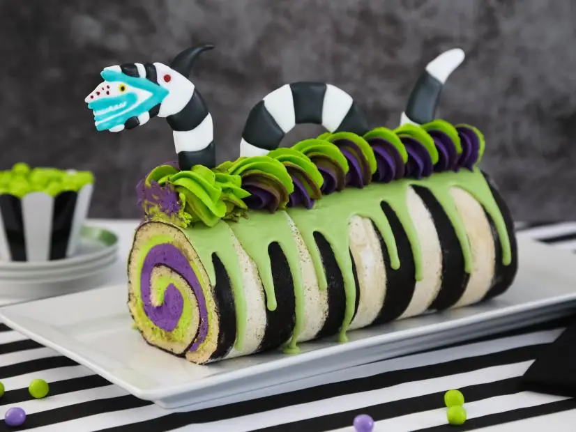Beetlejuice Sandworm Cake Roll Recipe | Heather Baird | Food Network
