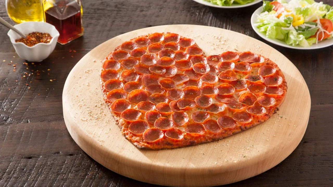 Dominos heart shaped pizza store