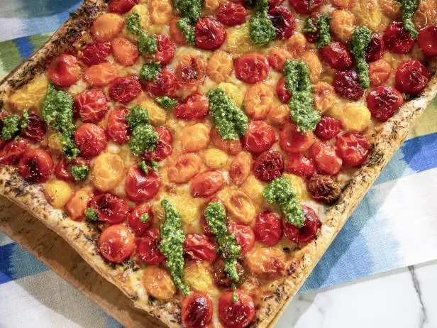 Rainbow Cherry Tomato Tart Recipe | Jeff Mauro | Food Network