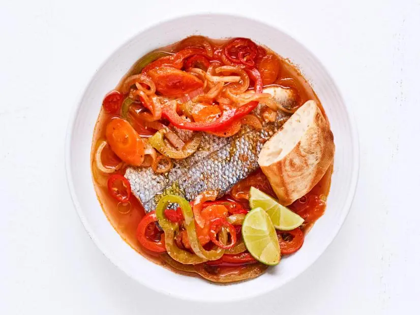 Sea Bass with Peppers and Lime Recipe | Food Network Kitchen | Food Network