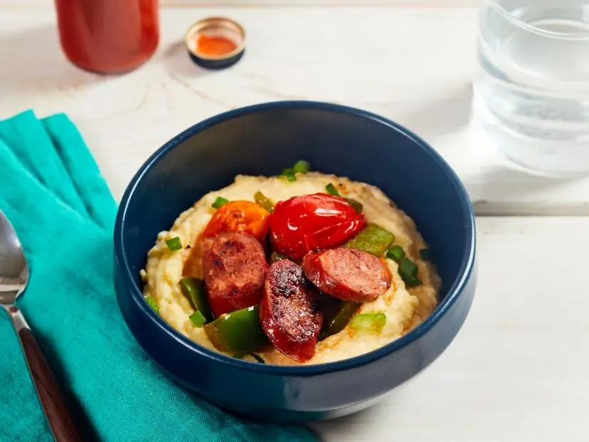 Creamy Polenta with Andouille Sausage Recipe | Bev Weidner | Food Network