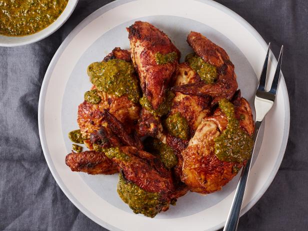 Latin Spice Roast Chicken with Chimichurri Sauce Recipe | Alejandra ...