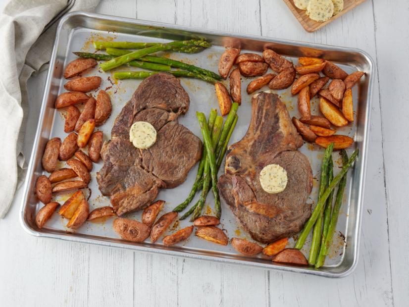 Rib-Eye Steaks with Thyme-Shallot Butter, Paprika Potatoes and ...