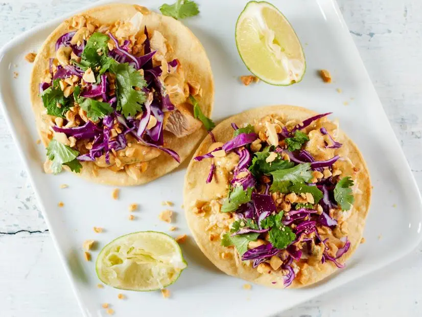 Peanut Chicken Tostadas Recipe | Bev Weidner | Food Network