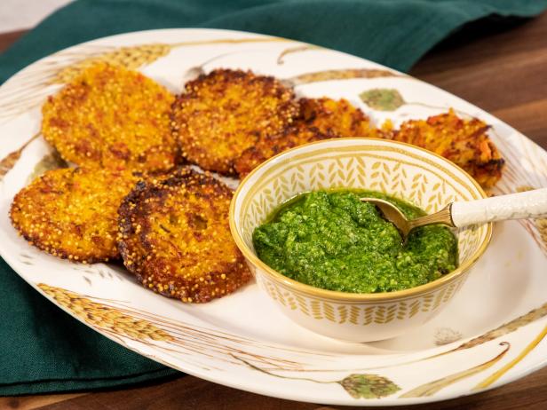 Millet Cakes with Basil Pesto Recipe | Catherine McCord | Food Network