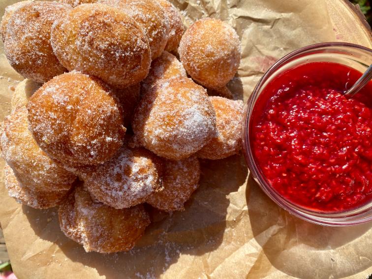 Ricotta Fritters with Raspberry Jam Recipe | Jackie Rothong | Food Network