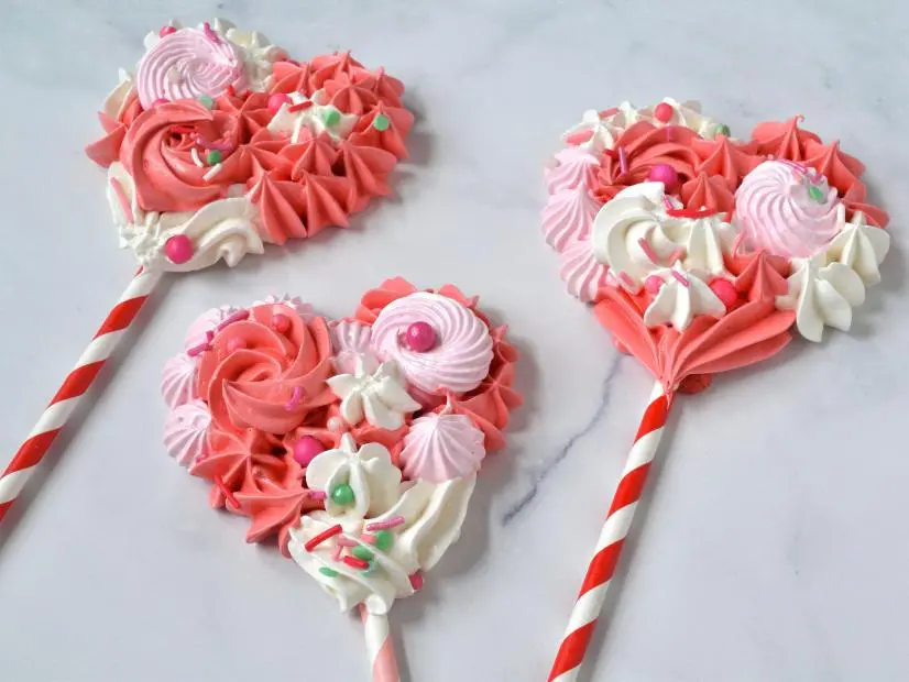 Meringue Lollipop Hearts Recipe | Dan Langan | Food Network