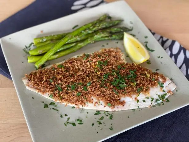 Sole with Savory Bread Crumb Topping and Roasted Asparagus Recipe ...