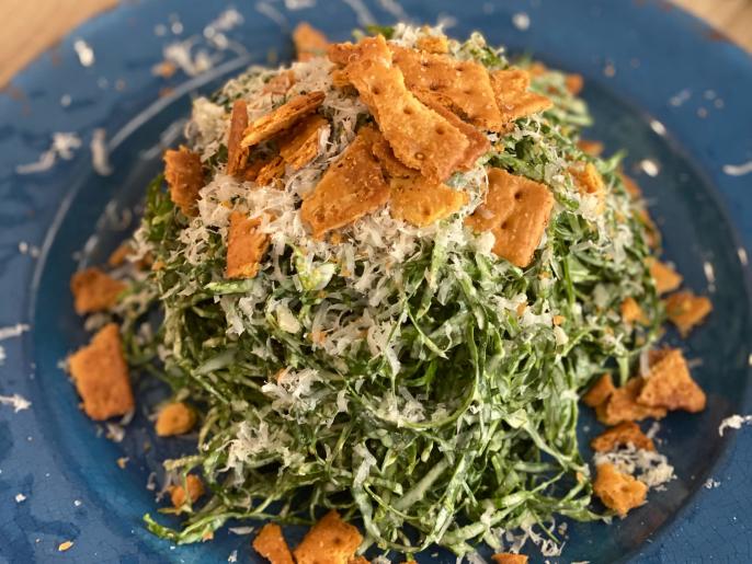 Make-Ahead Collard Caesar Salad Recipe | Food Network Kitchen | Food Network