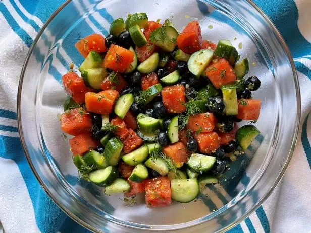 Quick-Pickled Cucumber Salad with Watermelon and Blueberries Recipe ...