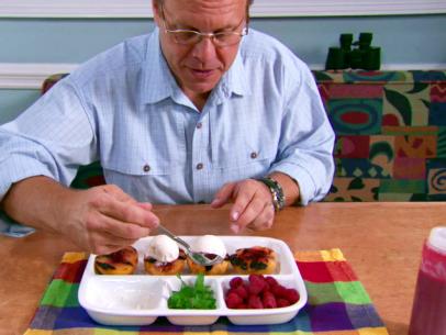 Grilled Peaches with Arugula Pesto and Prosciutto Recipe | Bobby Flay ...