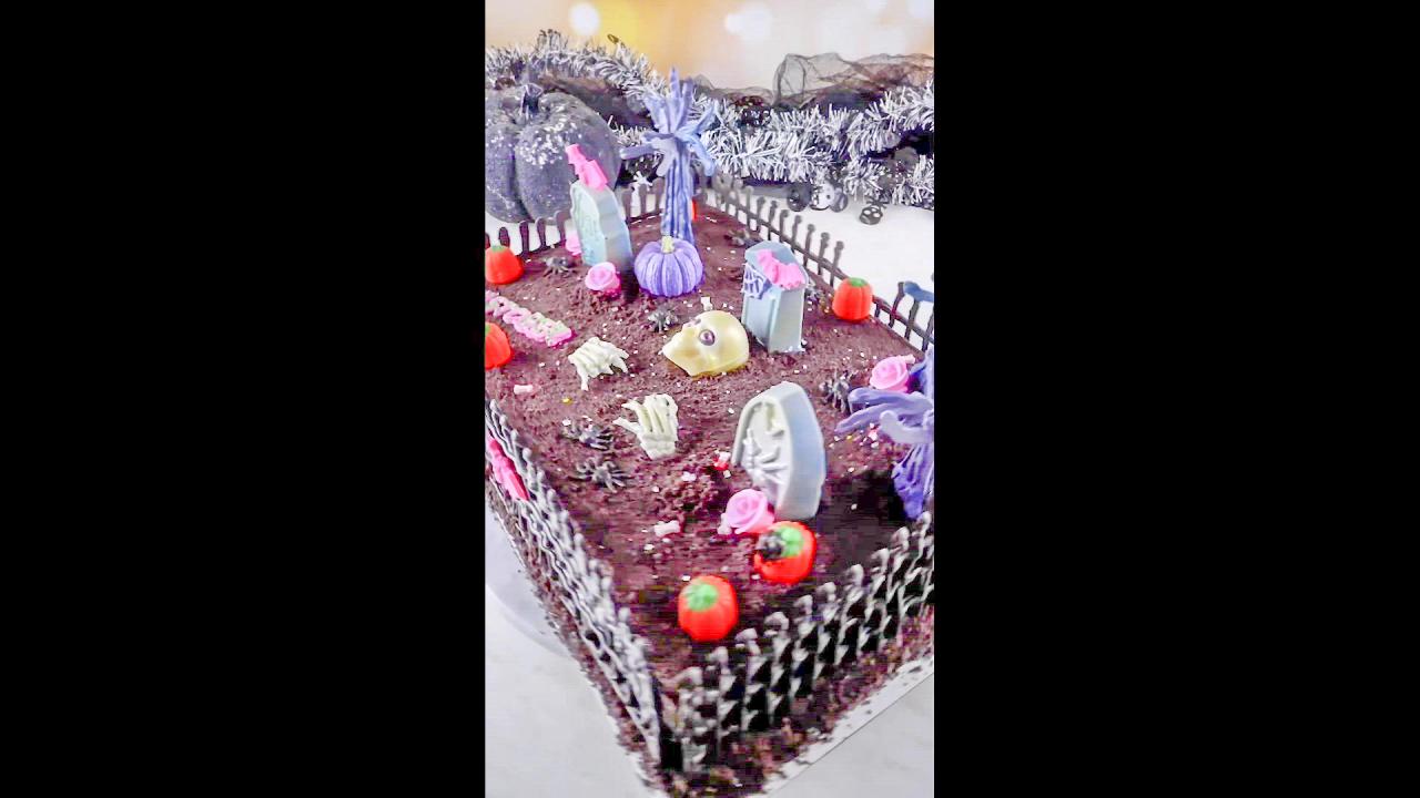 Ghostober Cemetery Cake | Food Network