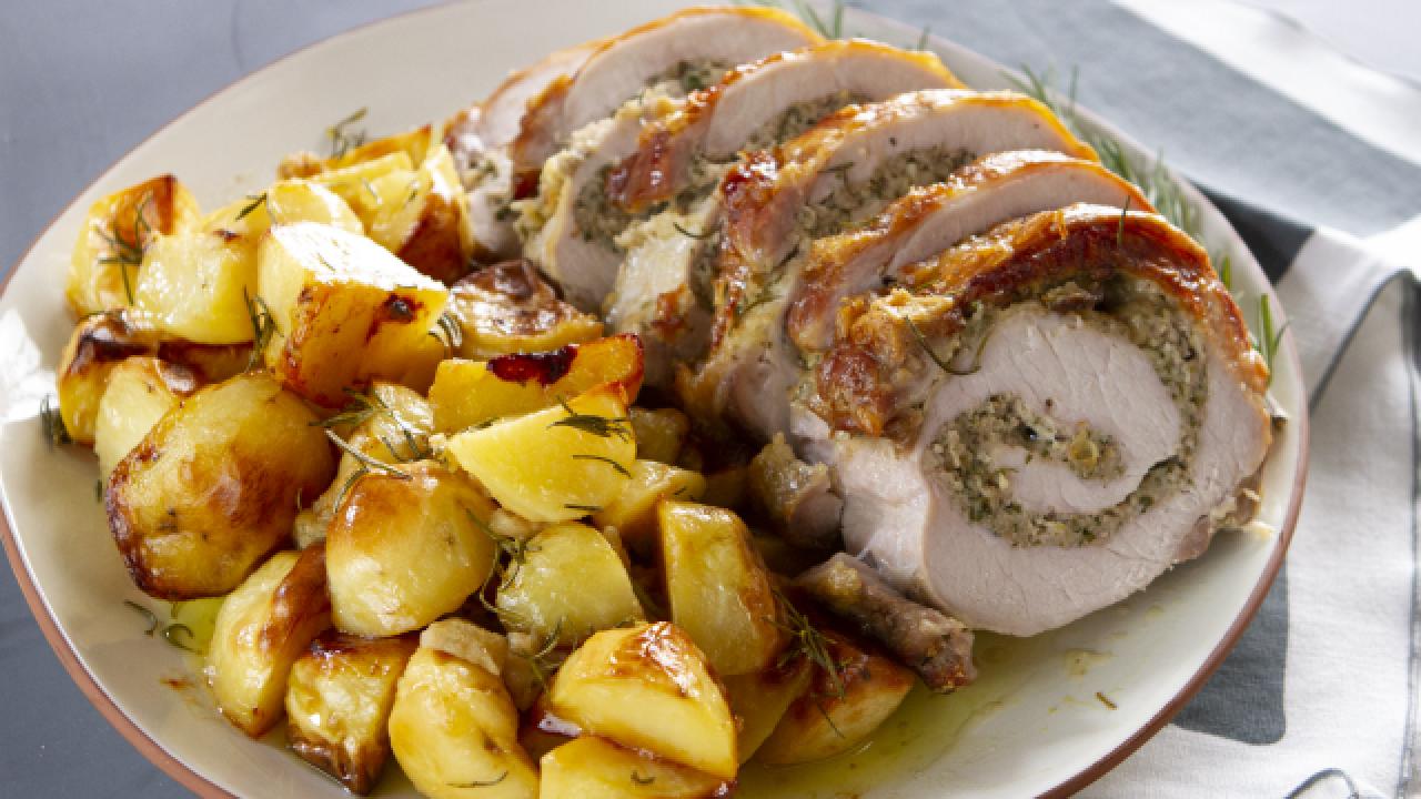 Stuffed Pork Loin with Potatoes Recipe | Gabriele Bertaccini | Food Network