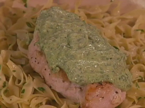 Chicken with Artichoke Pesto and Braised Kale with Pink Beans and Ham ...